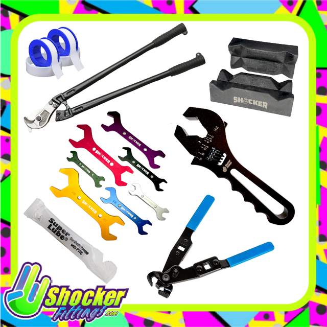 Shocker Fittings Store, Billet Black AN Fittings and Braided Hose